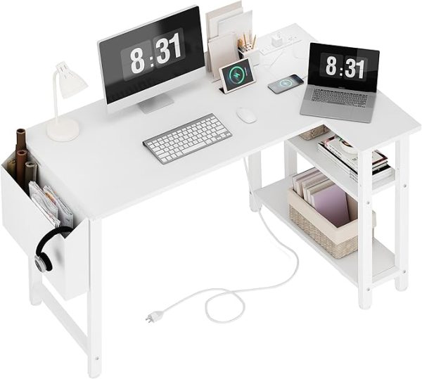 Lufeiya Desks: L-Shaped, Small & White Computer Tables for Home Office